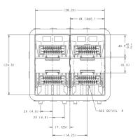 China 2343522-7 TE zSFP+ Receptacle With Cage Ganged (2x2) Connector Press-Fit Through Hole 56 Gb/s for sale
