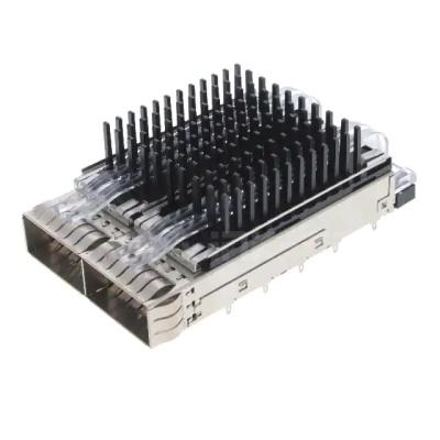 China TE 2170808-6 QSFP28 Cage 1 x 2 Port With Heat Sink Included Lightpipe for sale