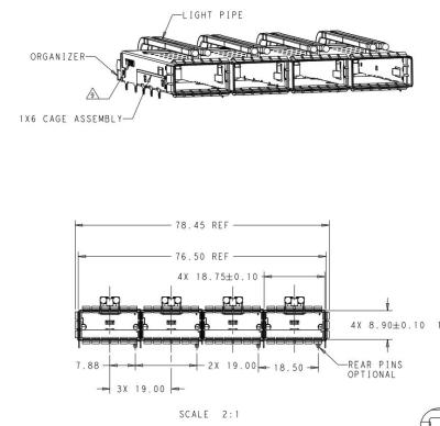 China 2170746-2 TE QSFP28 Cage Ganged (1 x 4) Connector Included Lightpipe for sale