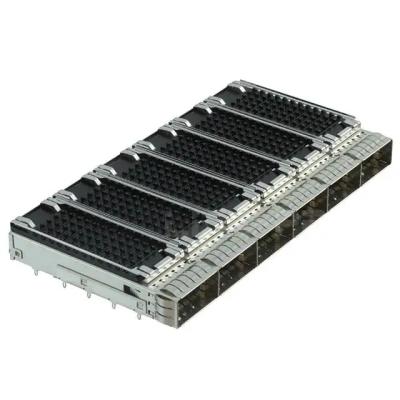 China 2170707-4 QSFP28 Cage Assembly 1x6 Port With Heat Sink 28 Gb/s for sale