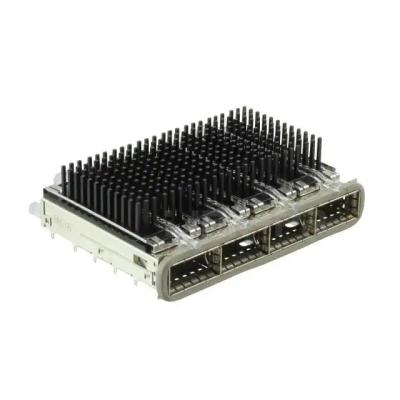 China TE 2170785-6 ZQSFP+ Cage Ganged (1 x 4) with Heat Sink Connector Included Lightpipe Elastomeric Gasket for sale