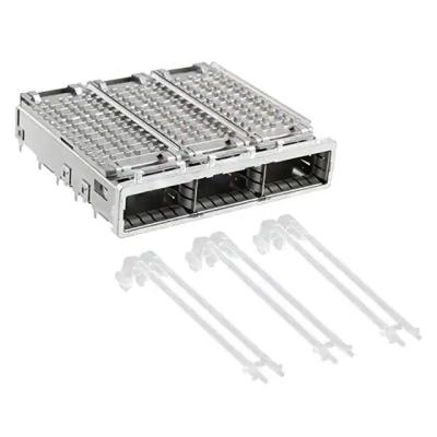 China TE 2057042-6 QSFP+ 1x3 Cage Assembly with Heat Sink Included Lightpipe 14 Gb/s for sale