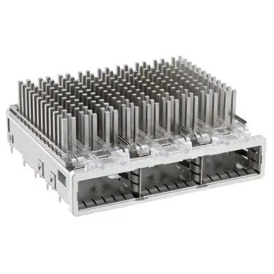 China 2057042-8 QSFP+ Cage Ganged (1 x 3) with Heat Sink Connector Press-Fit Through Hole Right Angle for sale