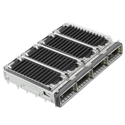 China 2170287-4 QSFP+ 1x4 Cage Assembly With Heat Sink Connector 14 Gb/s Elastomeric Gasket for sale