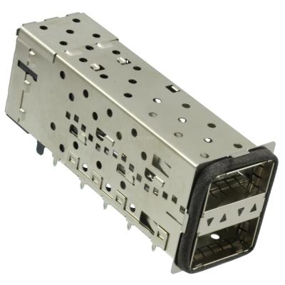 China 2085945-7 QSFP+ Cage Assembly 2x1 Port With Integrated Connector Included Lightpipe 14Gb/s for sale