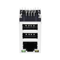 China LPJE302BGNL Dual USB RJ45 Jack Yellow/Green LED Tab Up for sale