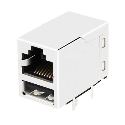 China LPJE319DNL Tab Up RJ45 Jack With Single USB Without Integrated Magnetics for sale