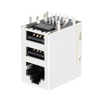 China LPJE302DNL Tab Up Dual USB RJ45 Connector Without LED Without Integrated Magnetics for sale
