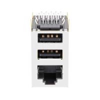 China LPJE302DNL Tab Up Dual USB RJ45 Connector Without LED Without Integrated Magnetics for sale