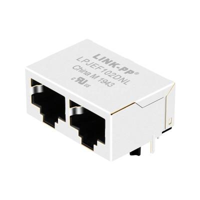 China Amphenol 10118061-5001010LF Compatible LINK-PPLPJEF102DNL Tab Down Without LED 1X2 Port Modular Jack without Integrated Magnetics for sale
