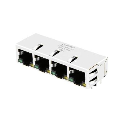 China X Multiple XMK-9742-8824-433D-L1-A Compatible LINK-PP LPJE104AENL Tab Down Green/Yellow LED 1X4 Port RJ45 Modular without Integrated Magnetics for sale