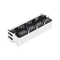 China X Multiple XMK-9742-8824-433D-L1-A Compatible LINK-PP LPJE104AENL Tab Down Green/Yellow LED 1X4 Port RJ45 Modular without Integrated Magnetics for sale