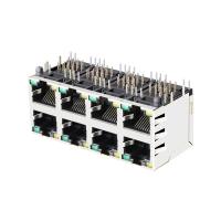China Amphenol 10118077-523B010LF Compatible LINK-PP LPJE108XAGNL Tab Up Yellow/Green LED 2X4 Port Connector Ethernet without Integrated Magnetics for sale