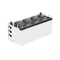 China Amphenol RJSAE-5385-08 Compatible LINK-PP LPJE108XAWNL 2X4 Port Connector Ethernet RJ45 without Integrated Magnetics Tab Up Green/Green LED for sale