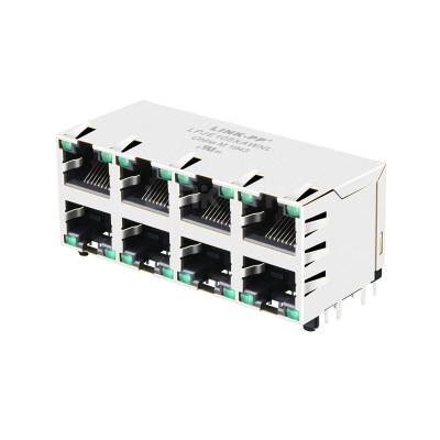 China LPJE108XAWNL Tab Up Green/Green LED 2X4 Port RJ45 Jack Connector without Integrated Magnetics for sale
