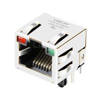 China Amphenol RJHSE-5387-02 Compatible LINK-PP LPJE101A80NL Tab Up Red/Green LED 1X1 Port Connector Lan RJ45 without Integrated Magnetics for sale