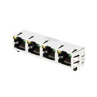 China Pulse E5J88-14CJ22-L Compatible LINK-PP LPJE401AGNL Tab Up Yellow/Green LED 1X4 Port Ethernet RJ45 Connection without Integrated Magnetics for sale