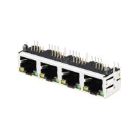 China X Multiple XRJM-S-04-8-8-4-DN2-INC Compatible LINK-PP LPJE401AHNL Tab Up Green/Yellow LED 1X4 Port Lan Jack RJ45 without Integrated Magnetics for sale
