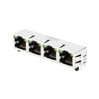 China Pulse E5J88-34CJ22-L Compatible LINK-PP LPJE401AHNL Tab Up Green/Yellow LED 1X4 Port Modular Jack without Integrated Magnetics for sale