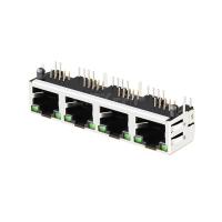 China Pulse E5J88-24CJ25-L Compatible LINK-PP LPJE401AWNL 1X4 Port RJ45 Jack without Integrated Magnetics Tab Up Green/Green LED for sale