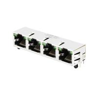 China LPJE401AWNL 1X4 Port Side Entry Pcb Shielded RJ45 Modular Jack without Integrated Magnetics Tab Up Green/Green LED for sale