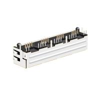 China LPJE401AWNL 1X4 Port Side Entry Pcb Shielded RJ45 Modular Jack without Integrated Magnetics Tab Up Green/Green LED for sale
