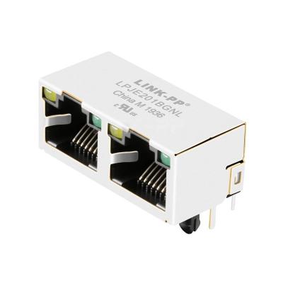 China LPJE201BGNL Tab Down Yellow/Green LED 1X2 Port RJ45 Magnetic Jack without Integrated Magnetics for sale