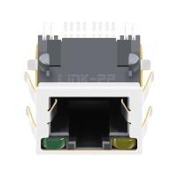 China LPJES101XAGNL Right Angle RJ45 Female Connector without Integrated Magnetics Tab Up Yellow/Green Led for sale