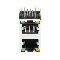 China X Multiple XMD-9763-1A1A10A-241 Compatible LPJE106XBHNL 2X1 Port Ethernet Jack RJ45 without Integrated Magnetics Tab Up Green/Yellow LED for sale