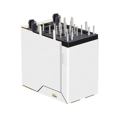 China LPJE17208CNL 2X1 Port Double Deck Gang Without Leds Pcb Jack RJ45 Female Connectors without Integrated Magnetics for sale