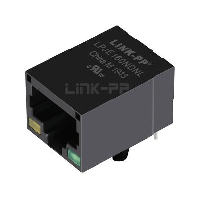China LPJE160NDNL 1X1 Port RJ45 Modular Jack without Integrated Magnetics Tab Down Yellow/Green Led for sale