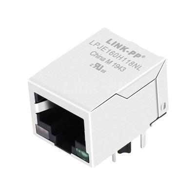 China LPJE160H118NL Tab Down 1X1 Port RJ45 Modular Jack Green&Orange/Green Led Without Integrated Magnetics for sale