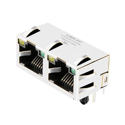 China LPJE201AGNL Tab UP Yellow/Green LED 1X2 Port RJ45 Modular Jack Without Integrated Magnetics for sale