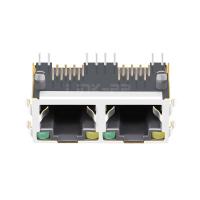 China LPJE201AGNL Tab UP Yellow/Green LED 1X2 Port RJ45 Modular Jack Without Integrated Magnetics for sale
