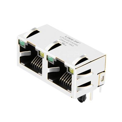 China LPJE201AHNL Tab UP Green/Yellow LED 1X2 Port RJ45 Modular Jack Without Integrated Magnetics for sale