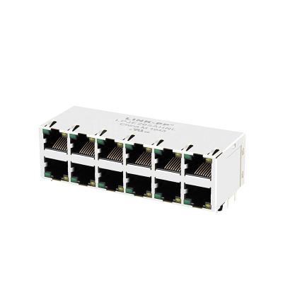 China LPJE265AHNL Green/Yellow LED 2X6 Port RJ45 Modular Jack Without Integrated Magnetics for sale