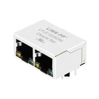 China LPJE102BDNL Tab Down Yellow/Green LED 1X2 Port RJ45 Modular Jack without Magnetics for sale