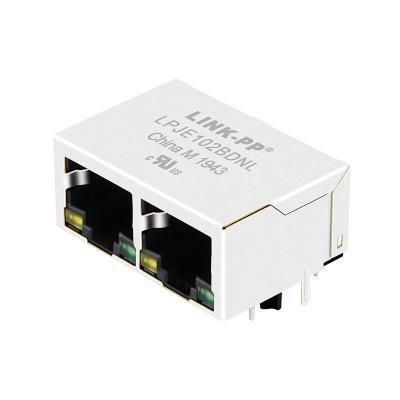 China LPJE102BDNL Tab Down Yellow/Green LED 1X2 Port RJ45 Modular Jack without Magnetics for sale