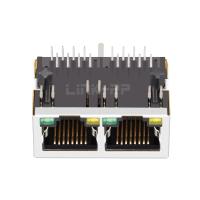 China LPJE102BDNL Tab Down Yellow/Green LED 1X2 Port RJ45 Modular Jack without Magnetics for sale