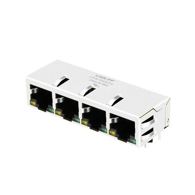 China LPJE104ADNL Tab Down Yellow/Green LED 1X4 Port Ethernet RJ45 Jack without Integrated Magnetics for sale