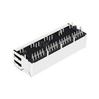 China LPJE104ADNL Tab Down Yellow/Green LED 1X4 Port Ethernet RJ45 Jack without Integrated Magnetics for sale