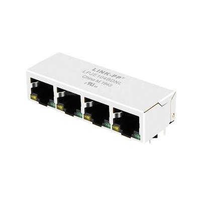 China LPJE104BDNL Tab Down Yellow/Green LED 1X4 Port RJ45 Modular Jack Without Integrated Magnetics for sale