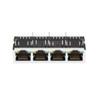 China LPJE104BENL Tab Down Green/Yellow LED 1X4 Port RJ45 Modular Jack Without Integrated Magnetics for sale