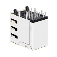 China LPJE106XA8NL Green/Yellow&Green LED 2X1 Port RJ45 Modular Jacks without Integrated Magnetics for sale