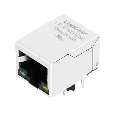 China LPJE160HENL 1 Port RJ45 Jack Tab Down Green/Yellow Led Without Integrated Magnetics for sale