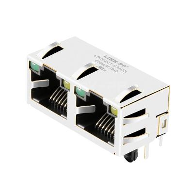 China LPJE201-0AHNL Tab UP Green/Yellow LED 1X2 Port RJ45 Jack Without Integrated Magnetics for sale