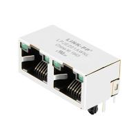 China LPJE201AWNL Tab UP Green/Green LED 1X2 Port RJ45 Jack without Integrated Magnetics for sale