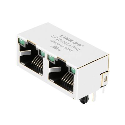 China LPJE201AWNL Tab UP Green/Green LED 1X2 Port RJ45 Jack without Integrated Magnetics for sale