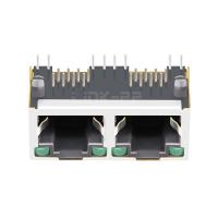 China LPJE201AWNL Tab UP Green/Green LED 1X2 Port RJ45 Jack without Integrated Magnetics for sale