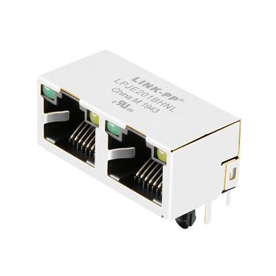China LPJE201BHNL Tab UP Green/Yellow LED 1X2 Port RJ45 Jack without Integrated Magnetics for sale